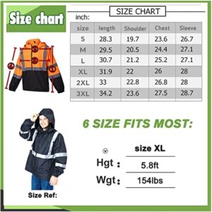 YOWESHOP High Visibility Reflective Winter Bomber Safety Jacket Waterproof Reflective Jacket for Men Hi Vis Construction Jackets(Yellow，L)