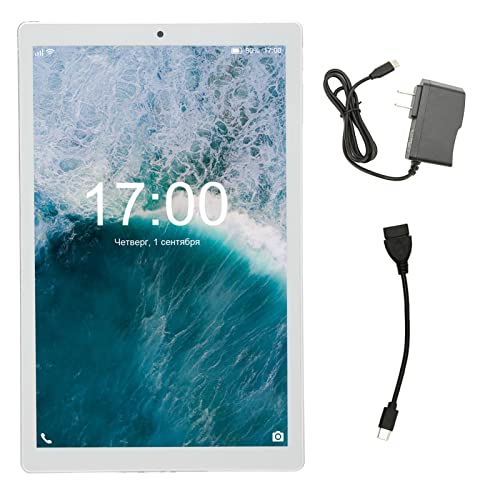 10 Inch Tablet, 128GB Expand Support Dual Speakers 100240V Silver Octa Core HD 10 Tablet 3 and 64G Memory for Travel for Daily (US Plug)