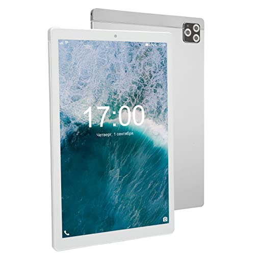 10 Inch Tablet, 128GB Expand Support Dual Speakers 100240V Silver Octa Core HD 10 Tablet 3 and 64G Memory for Travel for Daily (US Plug)