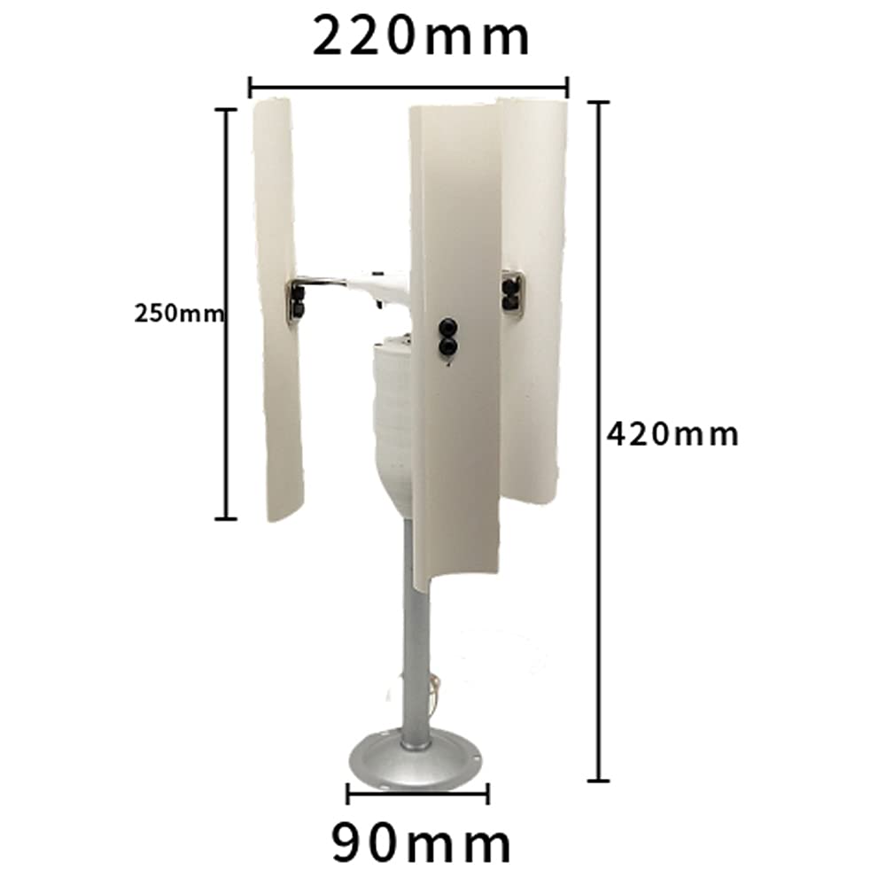 DNYSYSJ Wind Power Turbine, Wind Generator Kit White Vertical Axis Wind Generator with 3 Blade and Controller 12V for Hybrid Solar Wind System (watts, 30)