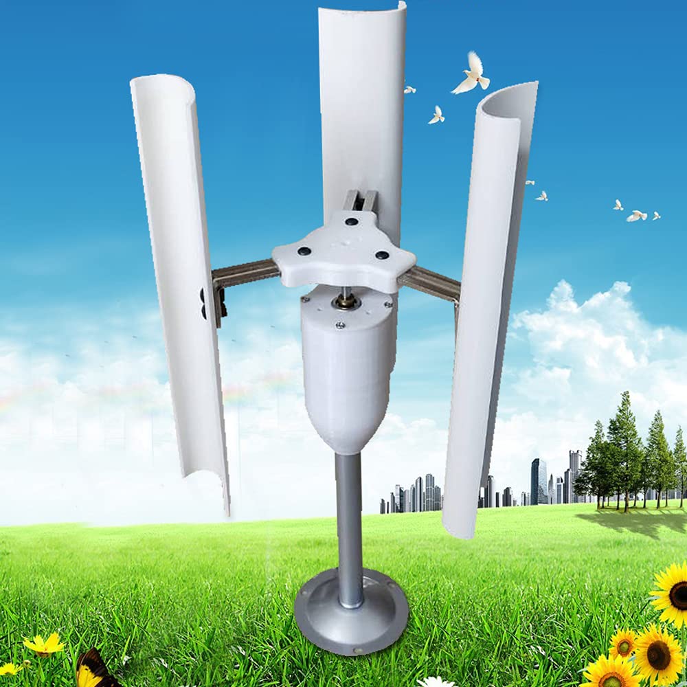 DNYSYSJ Wind Power Turbine, Wind Generator Kit White Vertical Axis Wind Generator with 3 Blade and Controller 12V for Hybrid Solar Wind System (watts, 30)