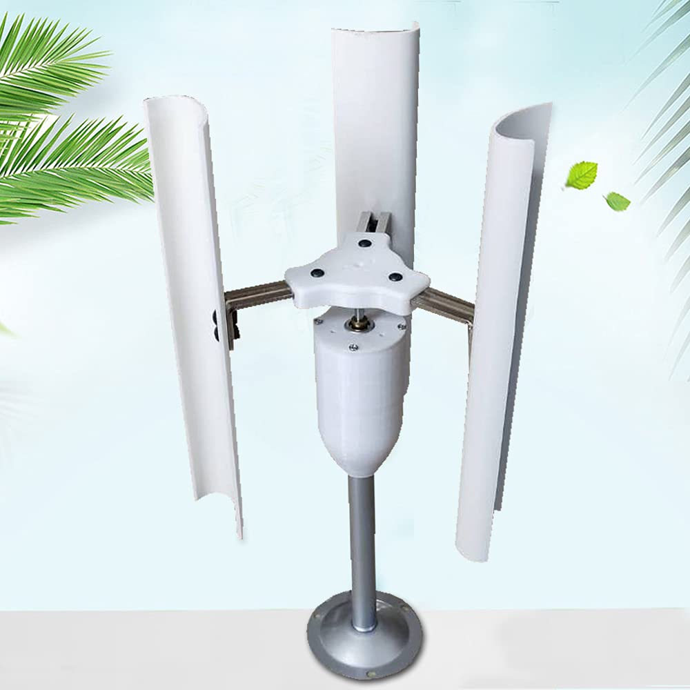 DNYSYSJ Wind Power Turbine, Wind Generator Kit White Vertical Axis Wind Generator with 3 Blade and Controller 12V for Hybrid Solar Wind System (watts, 30)