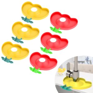 ybb 6 pcs faucet sink splash guard, silicone flower-shaped kitchen faucet drip catcher sink mat water draining pad