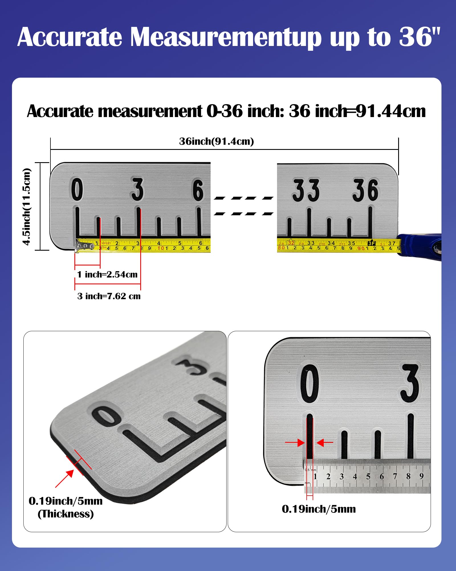 36" Fish Ruler for Boat EVA Foam Fish Measuring Ruler with Self-Adhesive Backing Fish Measurement Tape Sticker Tool for Fish Boat 36 inch