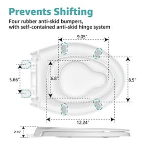 Elongated Toilet Seat with Toddler Seat Built In, Slow Close, Quick Release, Never Loosen, Heavy Duty, White