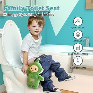 Elongated Toilet Seat with Toddler Seat Built In, Slow Close, Quick Release, Never Loosen, Heavy Duty, White