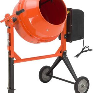 TABU 4.2 Cu Ft Electric Concrete Cement Mixer, 3/4HP 550W Mortar Mixing for Stucco/Seeds, Portable Wheelbarrow Machine (Orange)