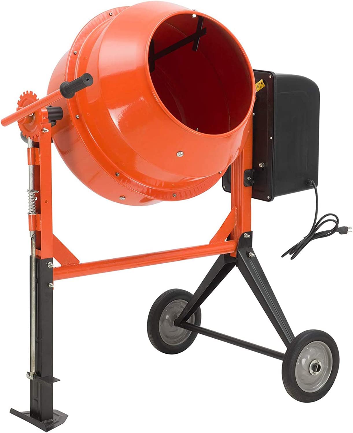 TABU 4.2 Cu Ft Electric Concrete Cement Mixer, 3/4HP 550W Mortar Mixing for Stucco/Seeds, Portable Wheelbarrow Machine (Orange)