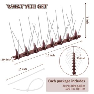 Bird Spikes, Upgraded Bird Spike Stainless Steel, Birds Deterrent Devices Outdoor, Fence Kit for Deterring Small Bird, Crows and Woodpeckers, Balcony, Wall, Railing, Refuse, 10 Pack Covers 8.4'