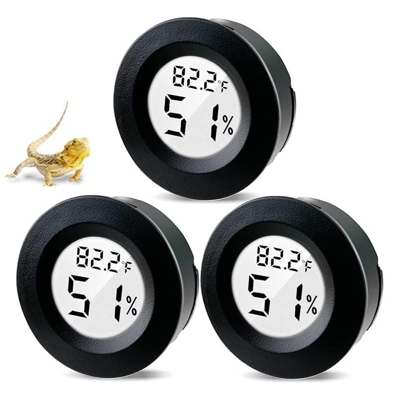 3-Pack Mini Hygrometer Thermometer Meter Digital LCD Monitor Indoor Room Round Humidity Temperature Gauge for Humidors Home Greenhouse Babyroom Reptile Incubator， Monitor