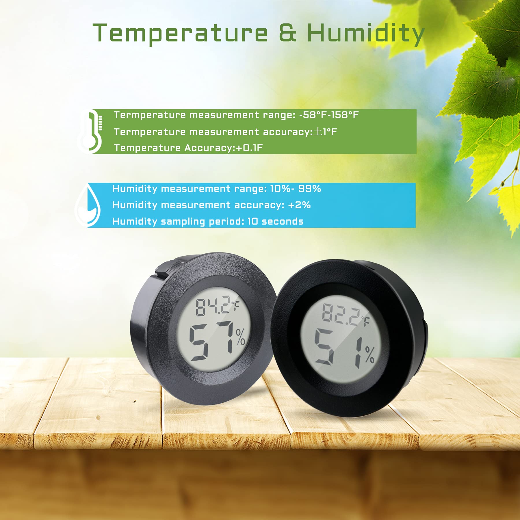 3-Pack Mini Hygrometer Thermometer Meter Digital LCD Monitor Indoor Room Round Humidity Temperature Gauge for Humidors Home Greenhouse Babyroom Reptile Incubator， Monitor