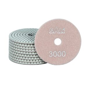 sali 10 pack diamond polishing pads 4 inch wet/dry granite stone polish pad kit for drill, grinder, polisher polishing pad for concrete marble stone countertop quartz 3000 grit