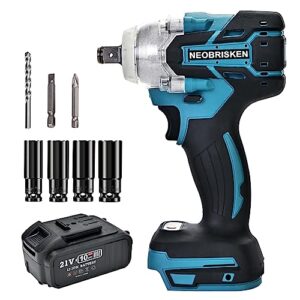 neobrisken cordless impact wrench 3in1 impact driver 1/2 inch power wrenches 21v with battery&charger, blackblue