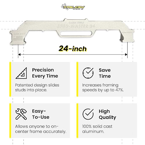 Stud Master 24-MADE IN USA- PATENT PENDING-Inch On-Center Stud Layout Tool - Precision Wall Stud Framing Tool