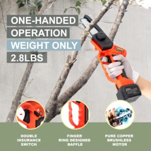 Cordless Pruning Shears, Electric Pruner with 7.5 Foot High Reach Extension Pole, Tool Belt, 2 Pack Lithium Batteries, SK5 Blades, LCD Display Screen (25V Shears & Chainsaw)