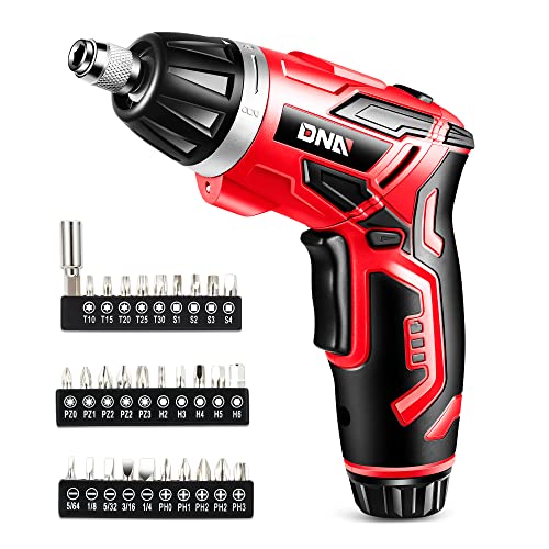 ‎DNA MOTORING TOOLS-00237 Rechargeable 3.6V Cordless Electric Screwdriver Tool Kit with LED Worklight, Red