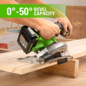 Greenworks 24V Brushless 6-1/2" Circular Saw Kit, 4,800 RPM, Adjustable Cutting Depth 45°/90°, With 24V 2Ah Battery and Charger