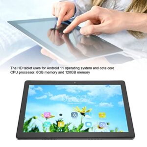 10.1 Inch Tablet, 1960x1080 IPS 6G RAM 128G ROM 2.4G 5G WiFi Home Travel Tablet (Black)