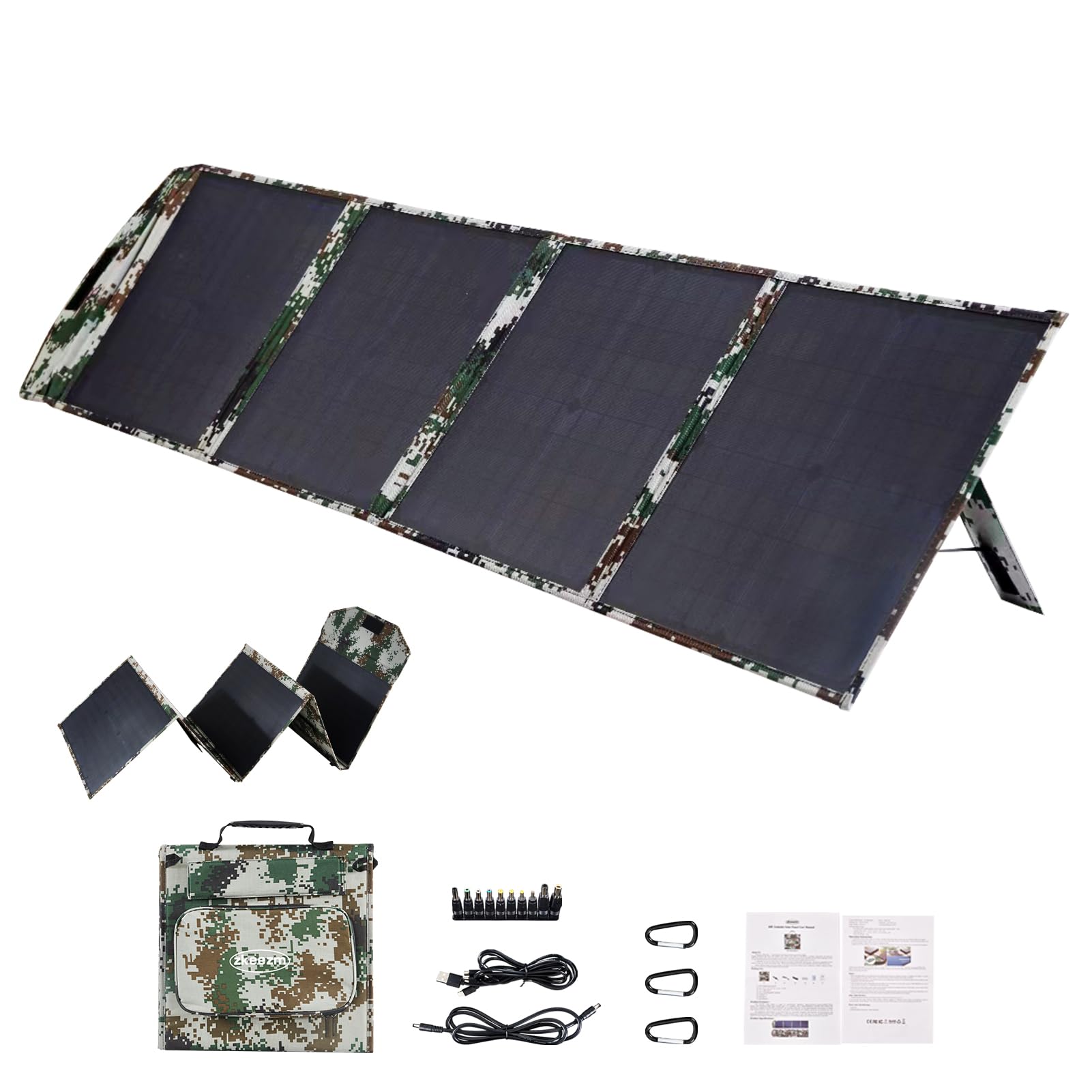 ZKEEZM Portable Solar Panels for Camping, 80w Foldable Solar Panels, Camper Solar Panel kit for Power Station Generator, Compatible with Jackery, EF, Bluetti, Anker, Goal Zero Folding Solar Suitcase