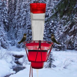 SHWORON Heated Hummingbird Feeders Outdoors, Feeder Heater Attaches to Bottom for Feed Hummingbirds in Freezing Weather Winter Outdoor Garden (Red) 13×13×7