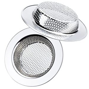 2 pcs kitchen sink drain strainer, stainless steel mesh sink strainer, upgrade double-layer smooth edges sink screen strainer with wide rim 4.5" diameter