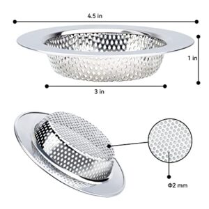 2 PCS Kitchen Sink Drain Strainer, Stainless Steel Mesh Sink Strainer, Upgrade Double-Layer Smooth Edges Sink Screen Strainer with Wide Rim 4.5" Diameter