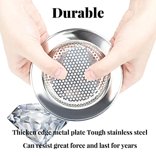 2 PCS Kitchen Sink Drain Strainer, Stainless Steel Mesh Sink Strainer, Upgrade Double-Layer Smooth Edges Sink Screen Strainer with Wide Rim 4.5" Diameter