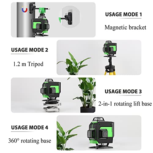 16 Line Laser Level 360 Self Leveling 4 x 360° Cross Line Laser Four Brightness Adjustment Horizontal Vertical Laser with Remote Control with 1m Level Triangle Bracket