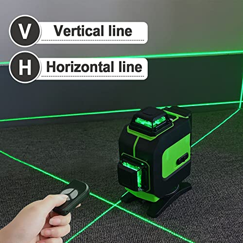 16 Line Laser Level 360 Self Leveling 4 x 360° Cross Line Laser Four Brightness Adjustment Horizontal Vertical Laser with Remote Control with 1m Level Triangle Bracket