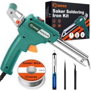 saker soldering iron kit,60w 110v corded electric welding gun with welding wire,one-handed operation for soldering circuit boards,electrical maintenance,computers and diy