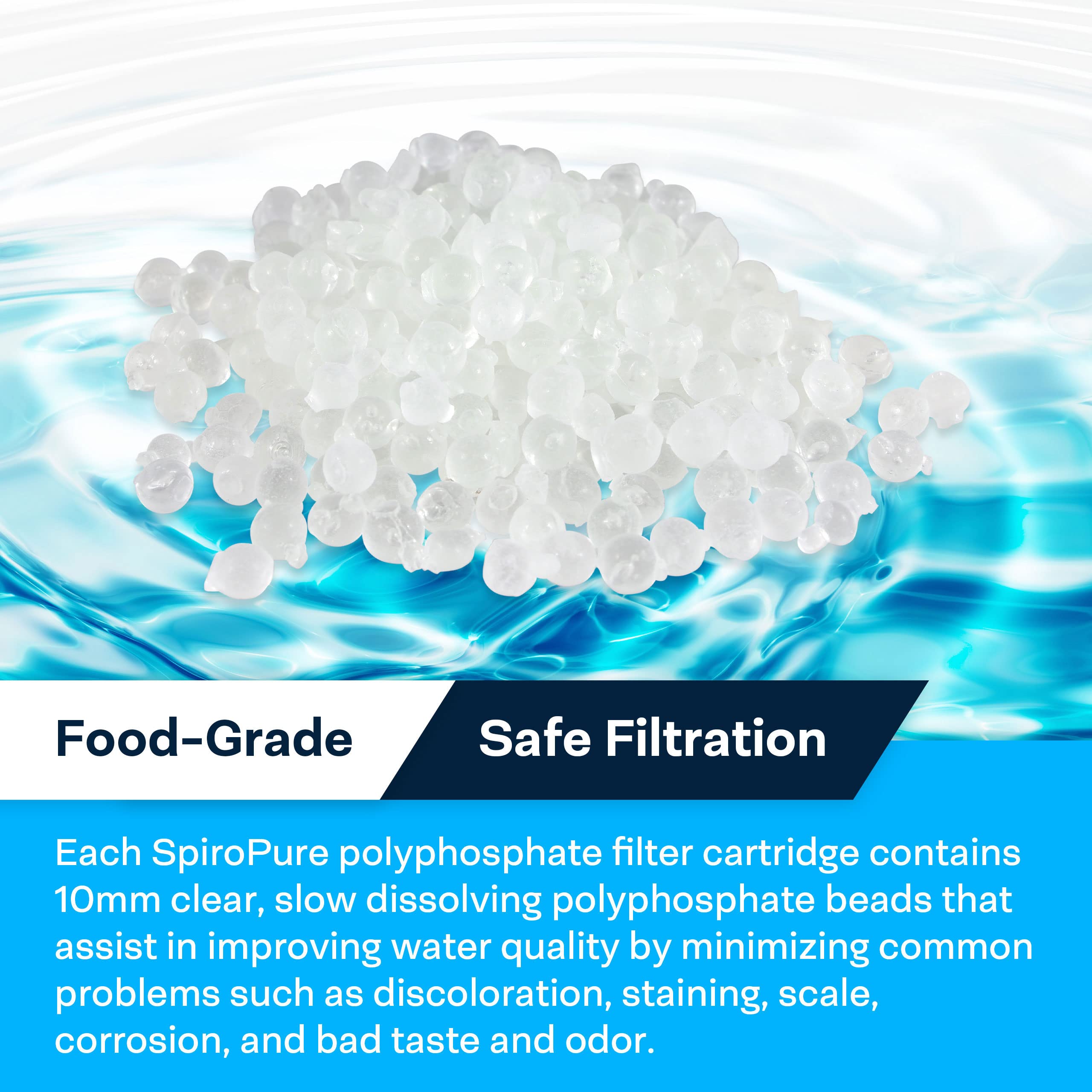 SpiroPure 10x2.5 Polyphosphate Water Filter, Anti-Scale Filter 10 Inch, Hard Water Filter, Scale Inhibitor, Salt Free Water Softener for Shower, Sink, & Whole House