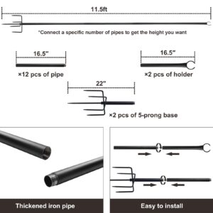 FLORECORD 2 Pack Heavy Duty 10ft Adjustable Outdoor Metal String Light Poles Lighting Stand to Hang LED Lights for Outside, Backyard Accessories, Garden, Wedding, Party