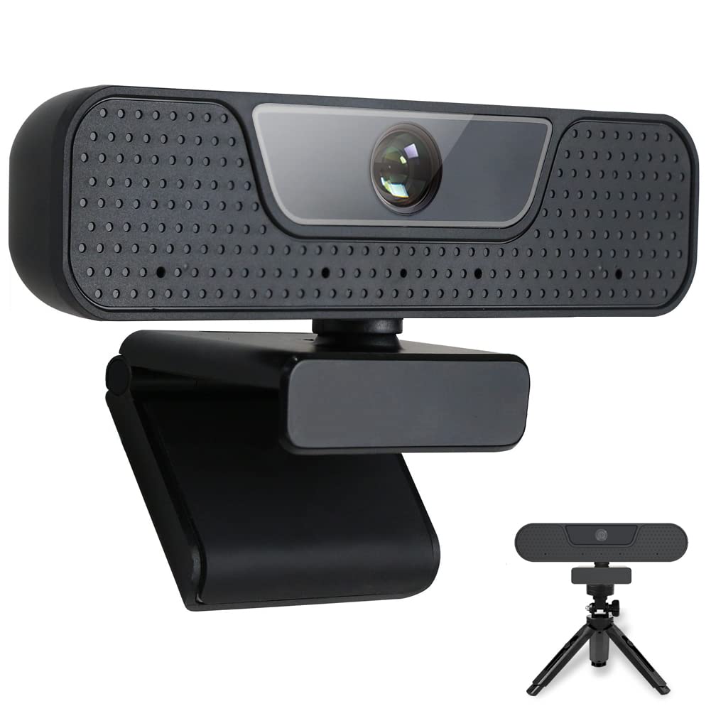 4K Webcam 8MP Ultra HD Live Video Conference Camera with Built-in 4 Microphones 360 Degree Swivel Computer Web Camera with Privacy Shutter and Tripod, USB Webcam for PC Mac Laptop Desktop Computer