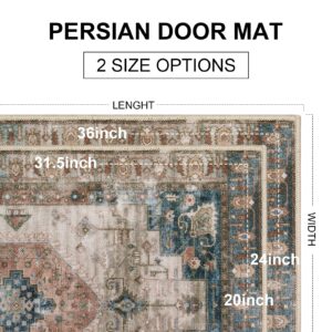 Collive Washable Indoor Doormat, Non Slip Retro Floor Mat 24" x 36" Area Rug Quick Absorbent Entrance Rug Distressed Front Door Mat, Welcome Mats Entryway Rug Doormats for Kitchen Home Patio