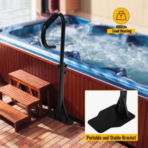 Migoda Hot Tub Handrail,57’’ Spa Side Handrail with Slide-Under Mounting Base, Heavy Iron 600 Lbs Load Spa Side Under Mount Rail with Sponge Rubber Grip for Indoor & Outdoor Bath