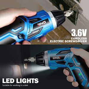 ‎DNA MOTORING TOOLS-00236 Rechargeable 3.6V Cordless Electric Screwdriver Tool Kit with LED Worklight, Blue