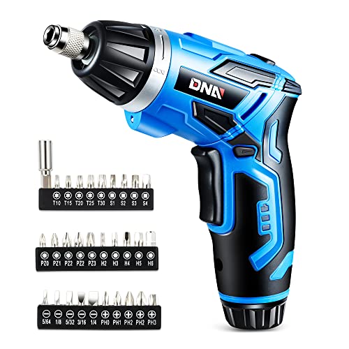 ‎DNA MOTORING TOOLS-00236 Rechargeable 3.6V Cordless Electric Screwdriver Tool Kit with LED Worklight, Blue