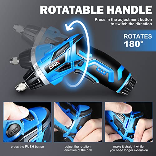 ‎DNA MOTORING TOOLS-00236 Rechargeable 3.6V Cordless Electric Screwdriver Tool Kit with LED Worklight, Blue