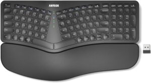 arteck split ergonomic keyboard with cushioned wrist and palm rest, 2.4g usb wireless comfortable natural ergonomic split keyboard, for windows computer desktop laptop