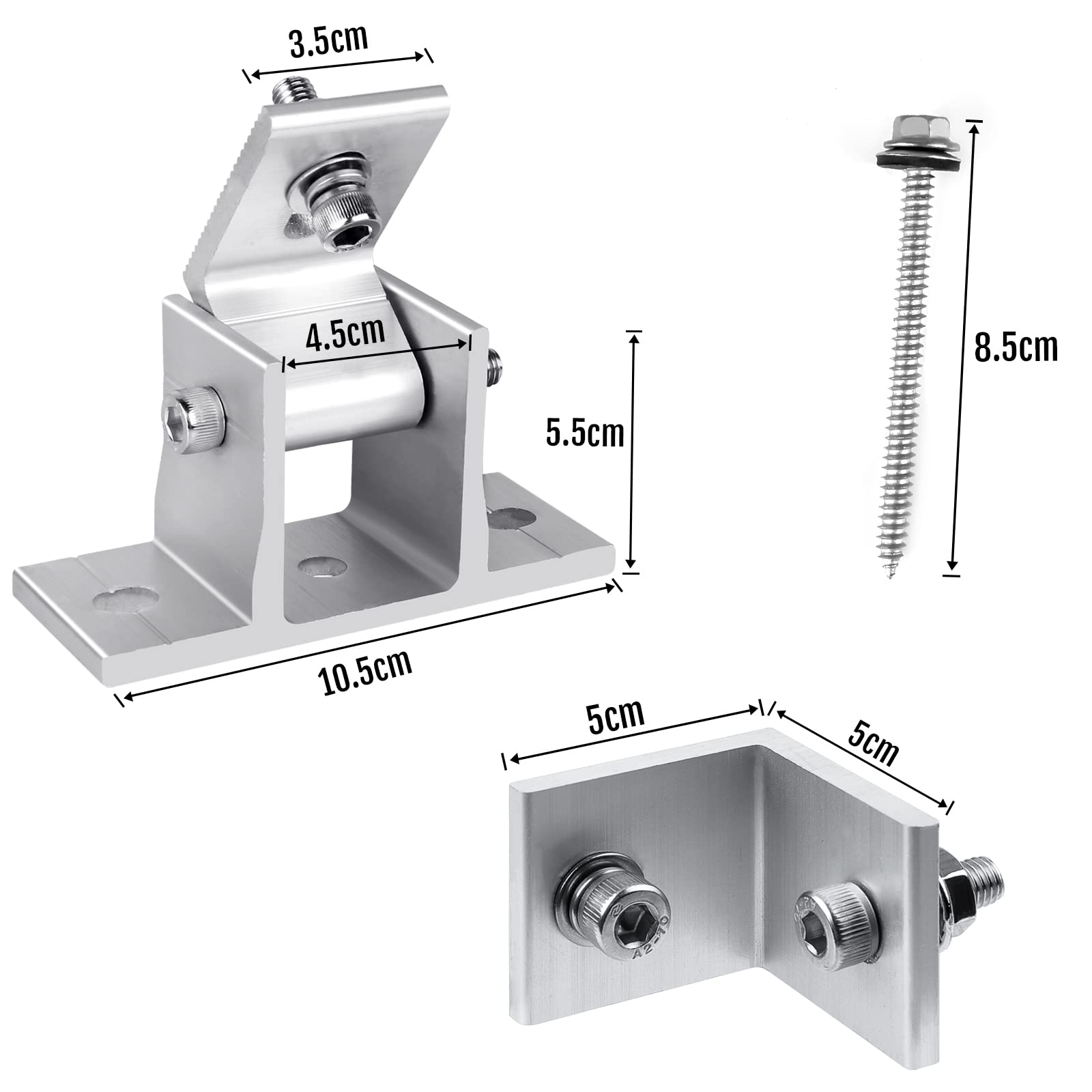 Solar Panel Mounting Brackets - Adjustable Solar Panel Tilt Mount Stand Bracket Support 50W 100W 150W 200W 300W 400W Solar Panels for RV, Roof, Boat, Shed, Off-Grid Systems and Any Flat Surface