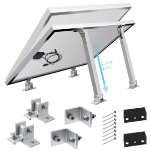 Solar Panel Mounting Brackets - Adjustable Solar Panel Tilt Mount Stand Bracket Support 50W 100W 150W 200W 300W 400W Solar Panels for RV, Roof, Boat, Shed, Off-Grid Systems and Any Flat Surface