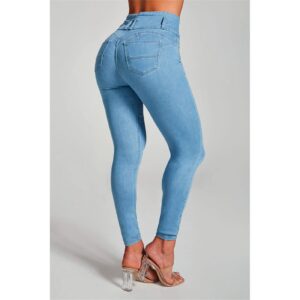 Butt Lifting Jeans for Women 3 Buttons High Waist Slimming Skinny Jean Classic Stretch Slim Fit Denim Pants (Blue,Medium)