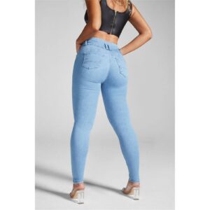 Butt Lifting Jeans for Women 3 Buttons High Waist Slimming Skinny Jean Classic Stretch Slim Fit Denim Pants (Blue,Medium)