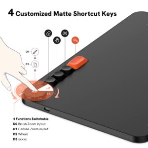 Graphics Drawing Tablet VEIKK Voila L Pen Tablet for PC,with Battery-Free Stylus and 4 Customized Keyboard Keys for Windows/Mac/Linux/Chrome/Android