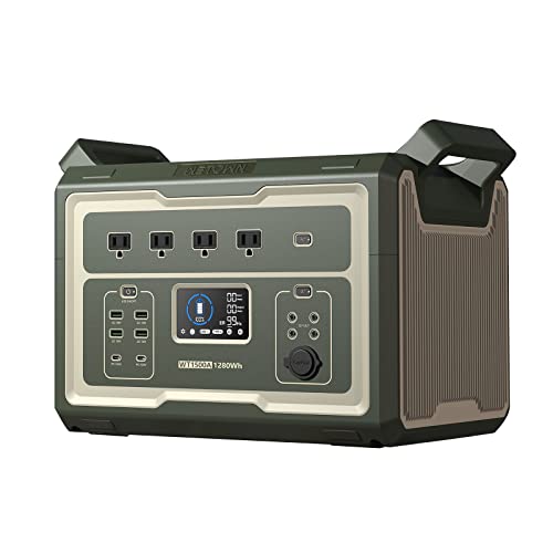 WETOWN Power Station 1500W Solar Generator 1280Wh UPS Battery LiFePO4 Power Station Portable Solar Powered Generators for Home Use Camping RV, 0-100% Fast Recharge in 85 Minutes, 4*AC & PD100W Outlets(1500W)