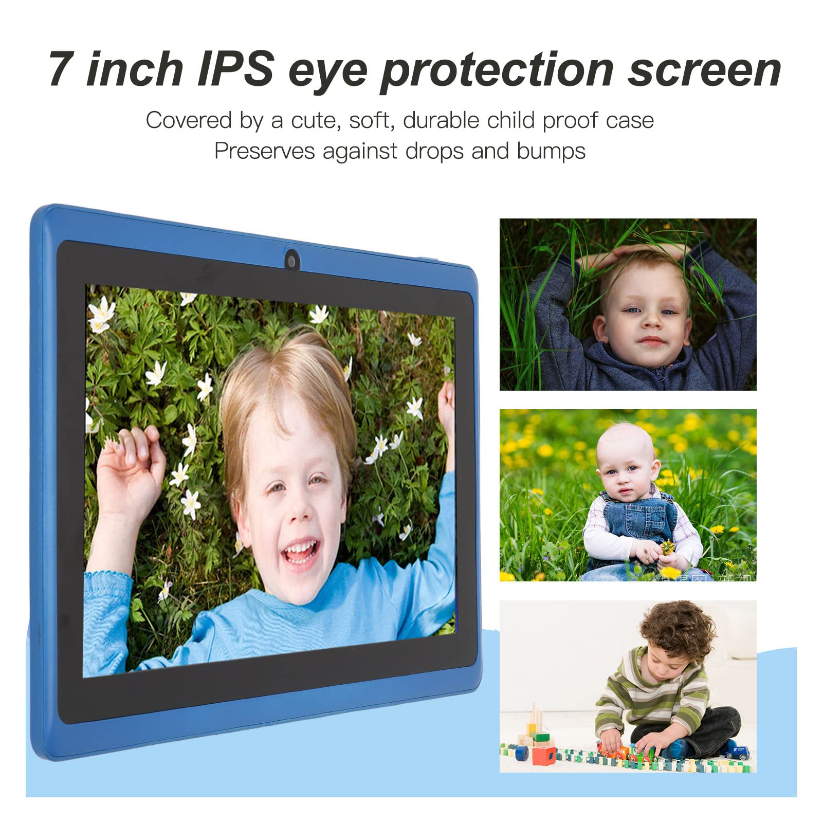 CHICIRIS Children Tablet, 7 Inch 1GB RAM 8GB ROM WiFi Kids Tablet for Work for Home (US Plug)