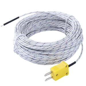 niooliuk 10 meters 33ft k type mini-connector thermocouple temperature probe sensor temperature sensing line k type thermocouple wire measure range -50c to +180c celsius