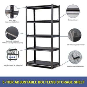 FRITHJILL 5 -Tier Adjustable Heavy Duty Metal Garage Shelving, Multipurpose Storage Shelf Unit Organizer, Black