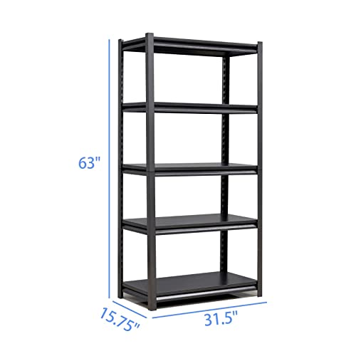 FRITHJILL 5 -Tier Adjustable Heavy Duty Metal Garage Shelving, Multipurpose Storage Shelf Unit Organizer, Black