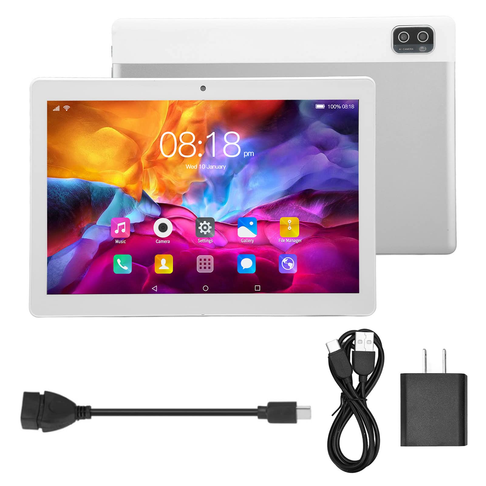 CHICIRIS Tablet 5G Silver 100240V Tablet 10.1 Inch Resolution 1960x1080 MT6592 10 Cores for Research (US Plug 110V Light Source)